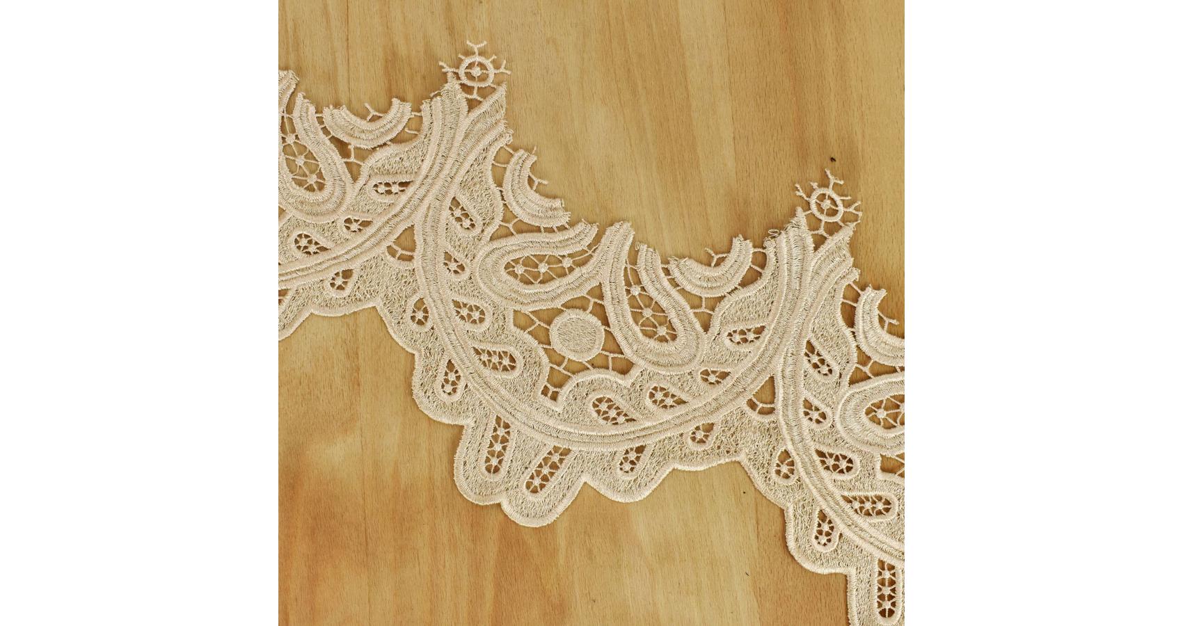 Csipke szalag – Horgolt hatású, bézs színben, 19cm